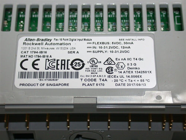 Allen Bradley 1794-IB16 A Flex 16 Point Digital Input Module w/ 1794-T