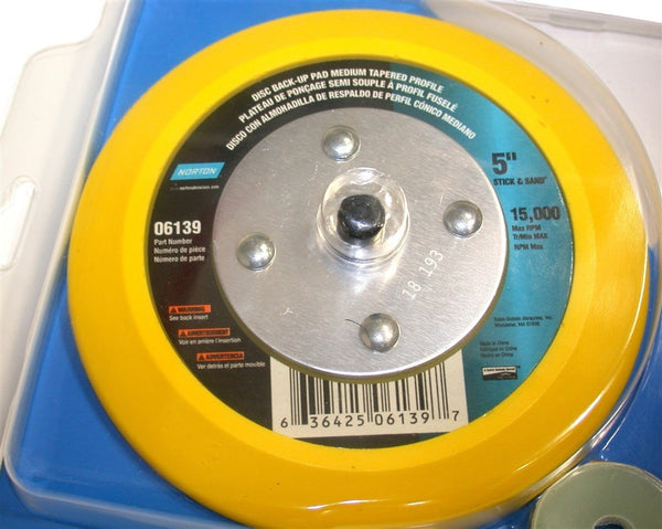 Norton 06139 5 X 5/16-24 In. Sandpaper Backup Pads 15000 Maximum rpm