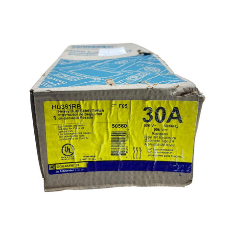 Square D HU361RB Heavy Duty Safety Switch 30A 600V Ser F05 Rainproof T ...