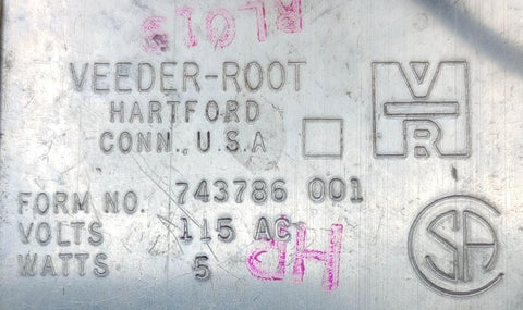 Veeder-Root 743786-001 6-Digit Electromechanical Totalizer Counter 115 ...