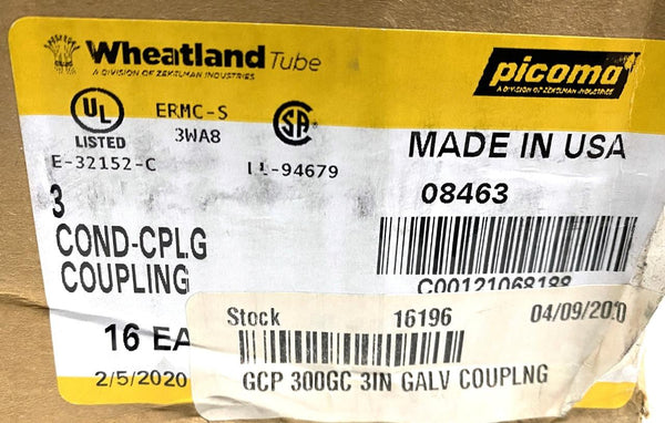 Lot of 15 Wheatland 08463 3" Galvanized Coupling Tube GCP 300GC ...