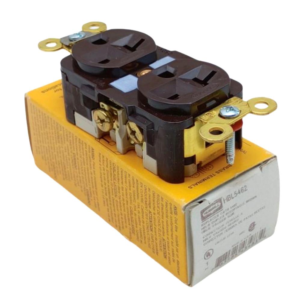 Hubbell HBL5462 Straight Blade Duplex Receptacle 3 Pole 20A 250V - Bro