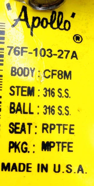 Apollo 76F-103-27A 1/2" 2-Piece Full Port Ball Valve NPT Threaded 316S