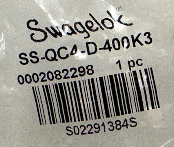 Swagelok SS-QC4-D-400K3 Stainless Steel Quick Connect Stem w/ Valve 1/