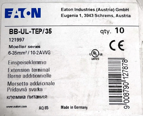Eaton BB-UL-TEP/35 Extension Terminal 6-35mm 10-2 AWG (Box of 10 Piece