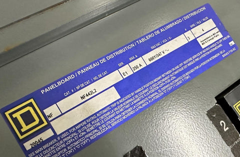 Square D NF442L2 Breaker Panelboard 250A 600Y/347V 3P w/ 18 Breakers