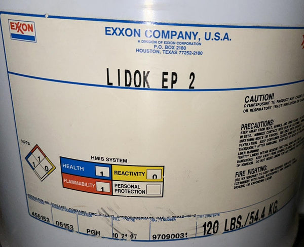 Exxon Lidok EP 2 Extreme Pressure Grease Lubricant 120 LB Barrel Mobil
