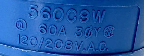 Hubbell 560C9W Industrial Grade Pin and Sleeve Connector 60A 120/208V
