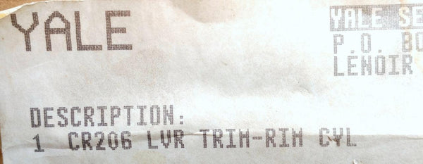 Yale CR206 Exit Device Right Angle Lever Trim With Rim Cylinder Grade