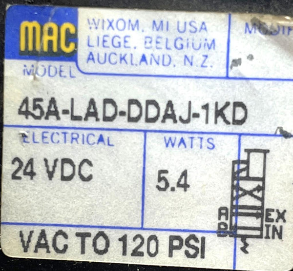 MAC 45A-LAD-DDAJ-1KD 4-Way Poppet Solenoid Valve 1/8" NPTF 24VDC 5.4W