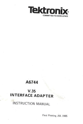 Tektronix A6744 V.35 Interface Adapter Instruction Manual