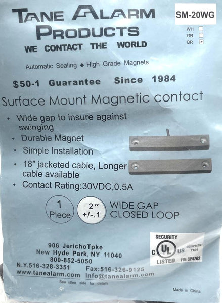 Tane Alarm Products SM-20WG Brown Surface Mount Magnetic Contact 30VDC