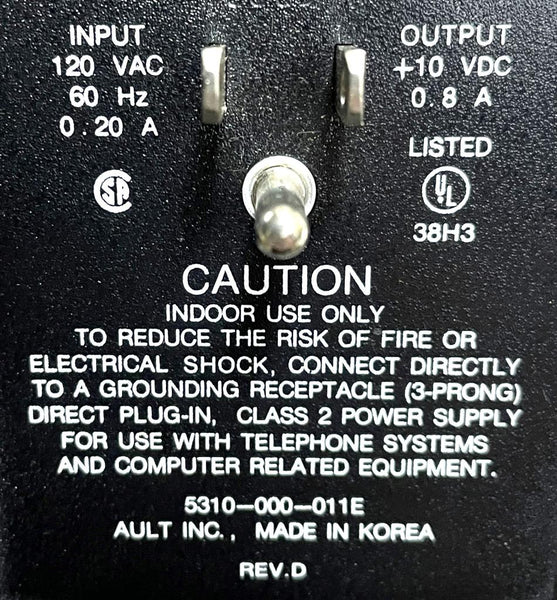 Rolm 66938 ROLMphone Power Supply 120VAC 0.20A Input +10VDC 0.8A Outpu