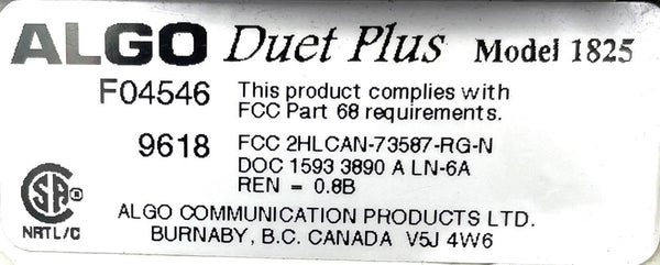 Algo 1825 Duet Plus Analog Loud Ringer & Pager Amplifier RJ11 Modular
