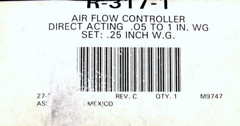 Johnson Controls R-317-A Air Flow Controller Direct Acting .05-1 in.
