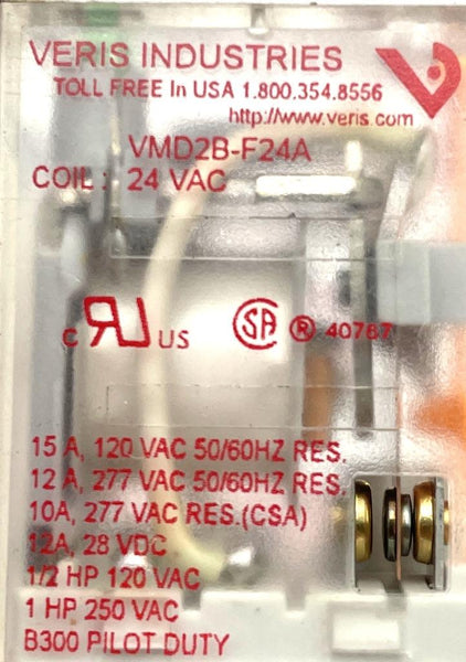 Veris Industries VMD2B-F24A-02A 8-Pin Plug-In Relay DPDT 24VAC 50/60HZ