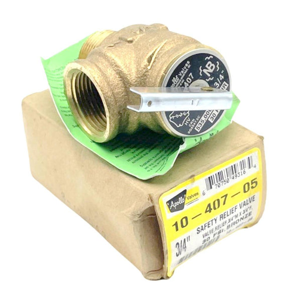 Apollo 10-407-05 Safety Relief Valve 3/4" Male x 3/4" Female 30 PSI Br