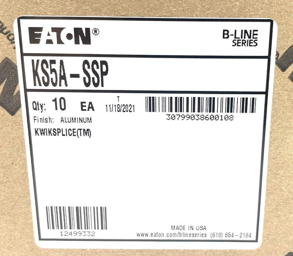 Eaton KS5A-SSP Kwiksplice Aluminum B-Line Cable Tray Splice Plate - Bo