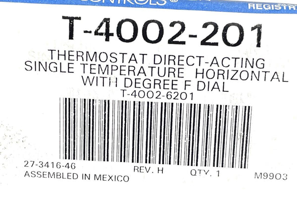 Johnson Controls T-4002-201 Pneumatic Thermostat 55-85° F Single Temp/
