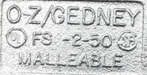 O-Z Gedney FS-2-50 Two-Gang Rigid Cast Iron Device Outlet Box 1/2" HUB | Surplus Select