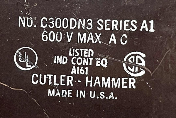 Cutler-Hammer C300DN3 Series A1 Overload Relay 50A 2-Pole 600V Panel M