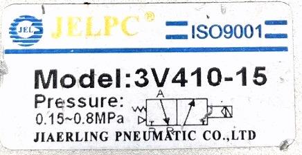 JELPC 3V410-15 Solenoid Valve .15-.8MPa 3/2-1/2 IN -20°/70°C 220 VAC A