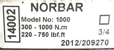 Norbar 1000 3/4" Dr Adjustable Torque Wrench 220-750 Ft.Lbs. 300-1000N