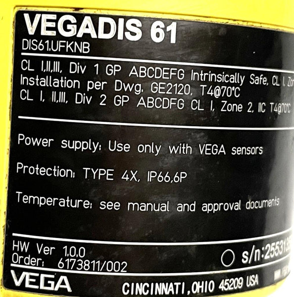 Vega DIS61.UFKNB VEGADIS 61 Digital Readout Level Sensor Remote Displa