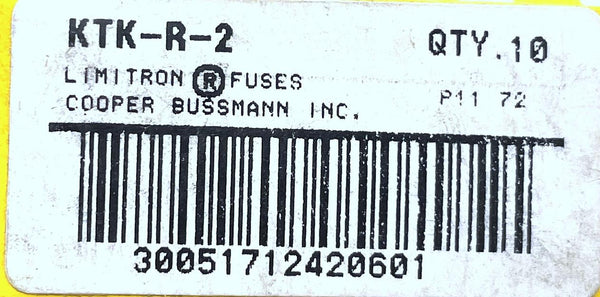Bussmann Buss KTK-R-2 Limitron Fast-Acting Fuse 2A 600V Class CC - Box