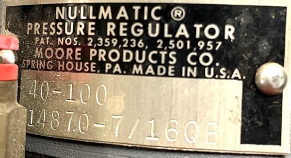 Moore 40-100 Nullmatic Air Pressure Regulator 1/4" NPT 1.5-100 PSIG