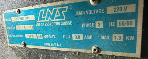 LNS Express 332 Hydrobar Bar Feeder 1.3 kW 196" L 220V 3 Phase