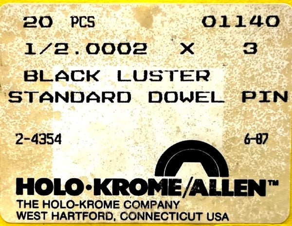 Holo-Krome/Allen 01140 Standard Dowel Pin 1/2" x 3" .0002 Black Luster ...