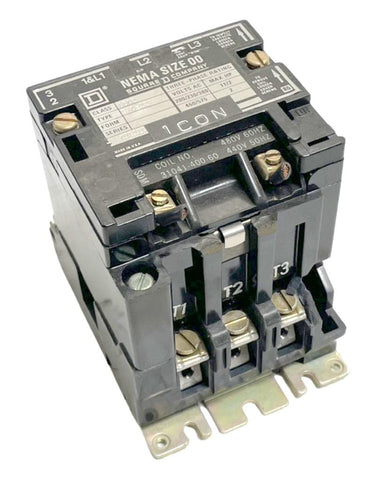 Square D 8502SAO12 Ser. A Magnetic Contactor NEMA Size 00 1-1/2HP 3-Po