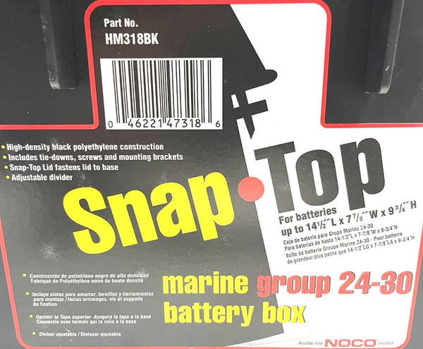 NOCO HM318BK Snap-Top Polyethylene Battery Box Marine Group 34-30