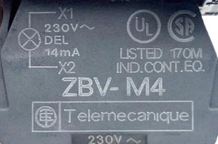 Telemecanique ZBV-M4 Switch (2 Module) 14mA 230V Black/White