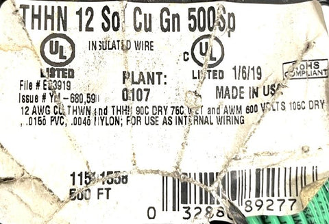 Southwire E23919 Electrical Wire 12AWG THWN/THHN 600V Gas/Oil Resistan