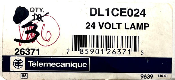 (Lot of 6) Telemecanique Clear Incandescent Lamp Bulb 24V Miniature