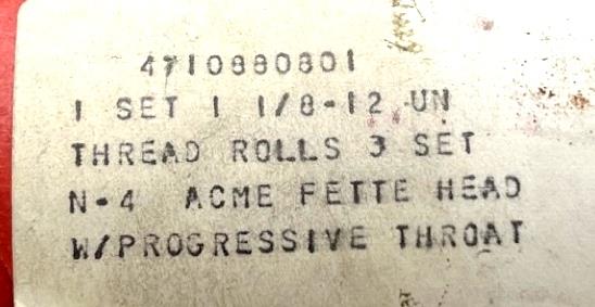 ACME 4710990801 Thread Roll 1-1/8-12 UN N-4 W/ Progressive Throat ...