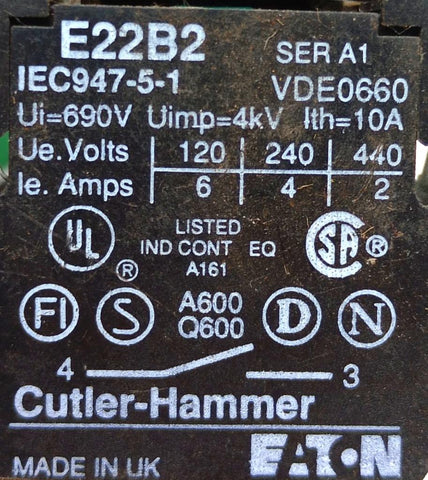 Lot of (3) Cutler-Hammer E22B2 Green Push Button Upper / Lower / Syste