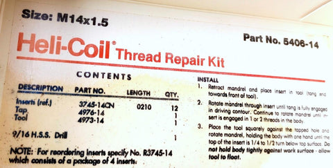 Heli-Coil 5406-14 Metric Master Thread Repair Kit Size M14x1.5