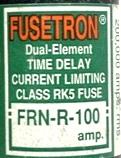 FUSETRON FRN-R-100 Fuse 100A Class RK5 Time Delay Current Limiting 250