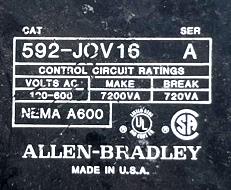 (Lot of 4) Allen Bradley 592-JOV16 Overload Relay Series A 600VAC Butt