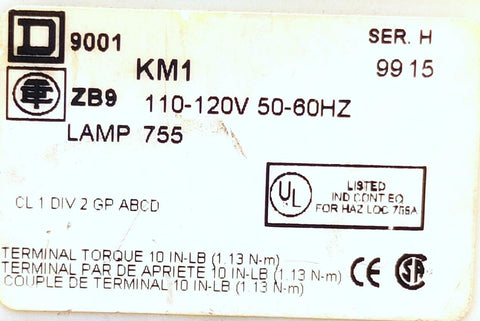 Square D 9001KR9P1R Ser. H Red Illuminated Push / Pull Operator Button ...