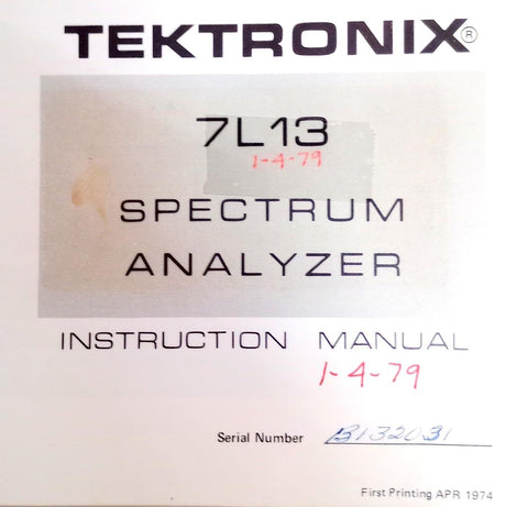 Tektronix 7L13 Spectrum Analyzer Instruction Manual