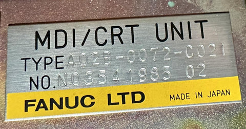 Fanuc A02B-0072-C021 MDI CRT CNC Operator Interface – Surplus Select