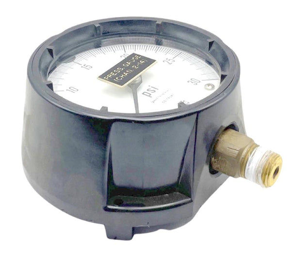 USG 0-30PSI Pressure Gauge U.S. Gauge Plastic/Metal Enclosure Brass So