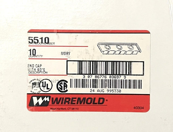 Wiremold 5510 Ivory End Cap With KO's - Box of 10