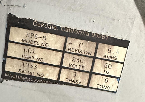 Haeger HP6-B 6 Ton Hardware Insertion Press 230V 3 Phase