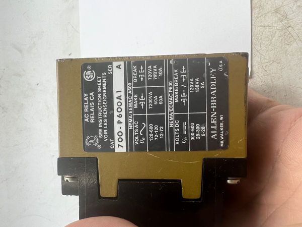 Allen-Bradley AC Relay Type P 700-P600A1 120-600 Volts | Surplus Select