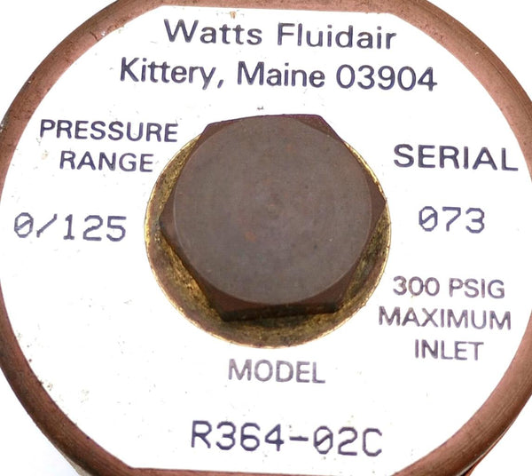 Watts R364-02C Pneumatic Regulator 1/4" NPT 0-125PSI Range 300PSIG Max